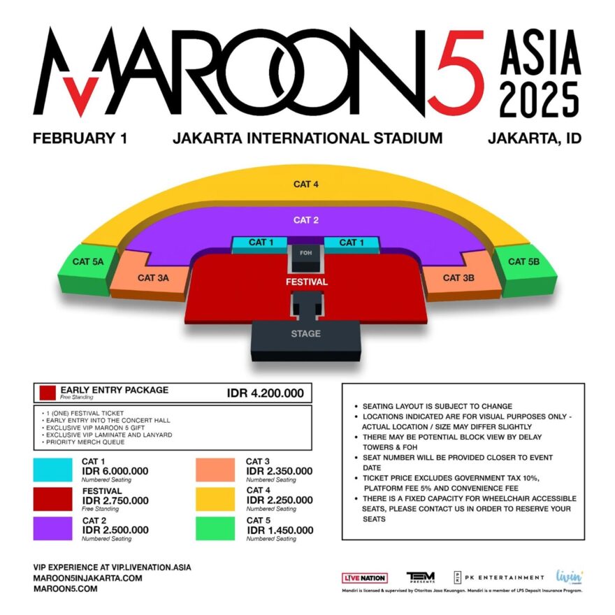 1 Februari 2025 Maroon 5 Konser Di Indonesia